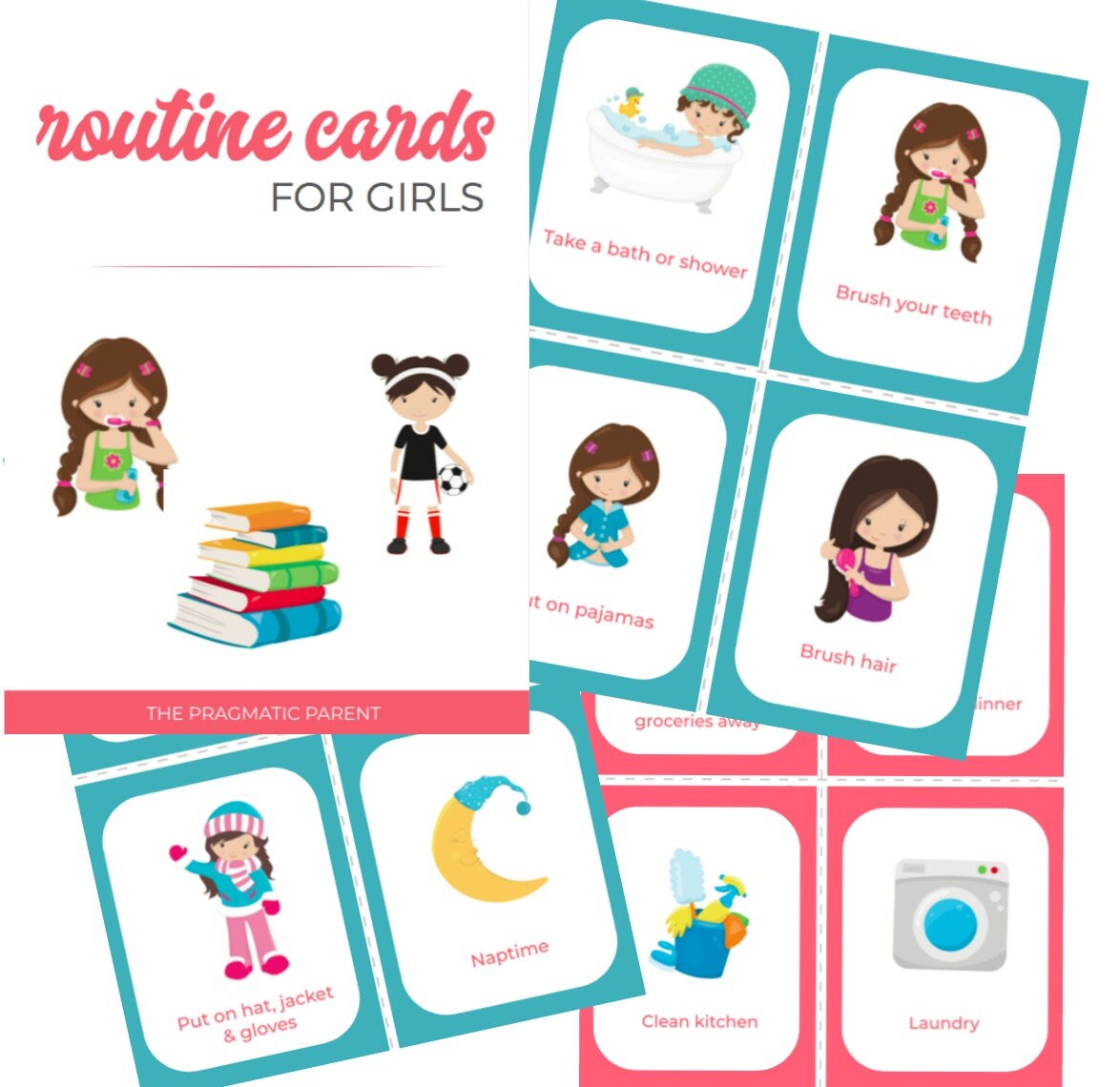 80 Girls Routine Cards, Routine Cards for Kids, Daily Routine Cards ...