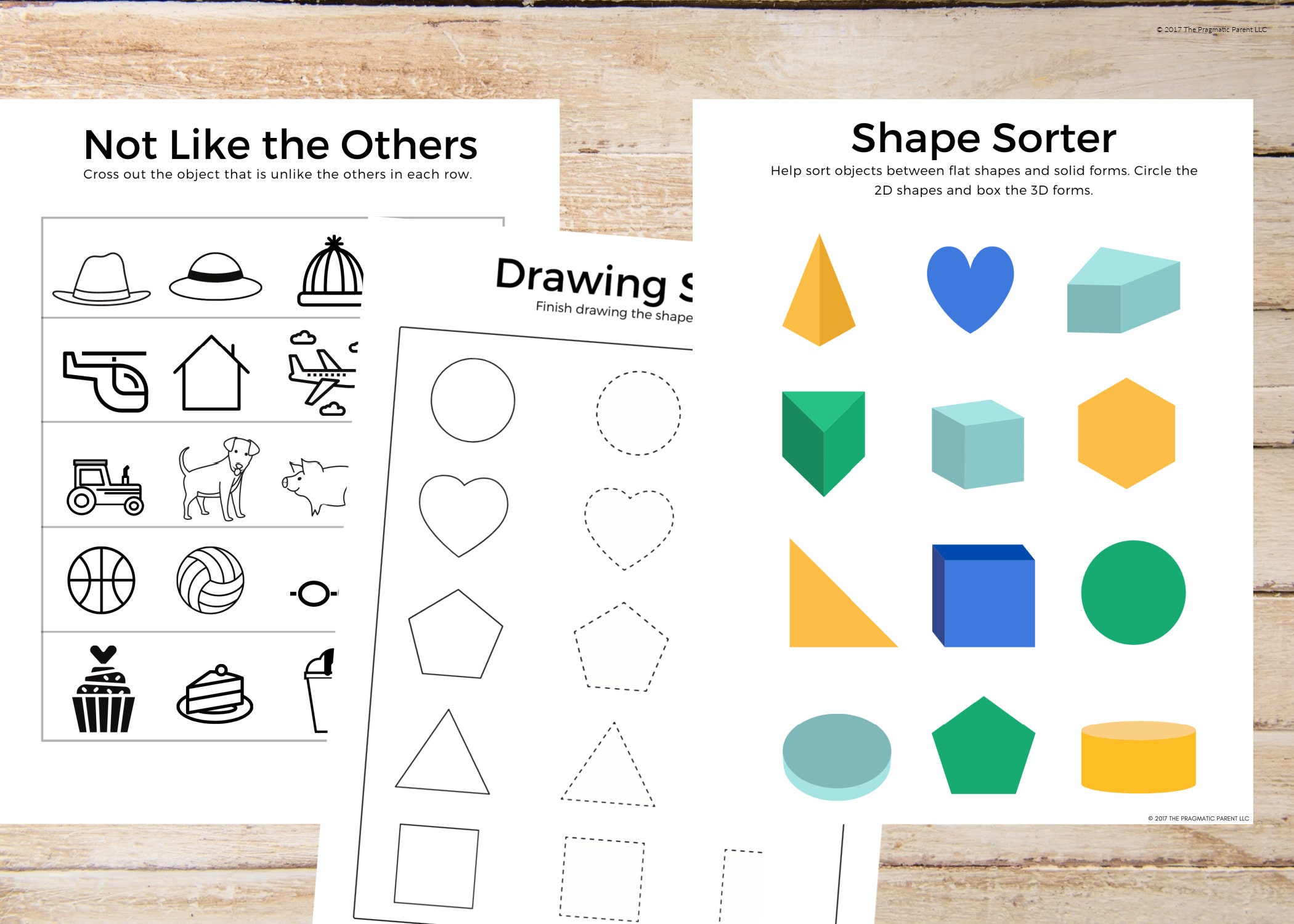 20 Prek / Kindergarten Worksheet Set - Shapes, Rhyming Words, Beginning ...