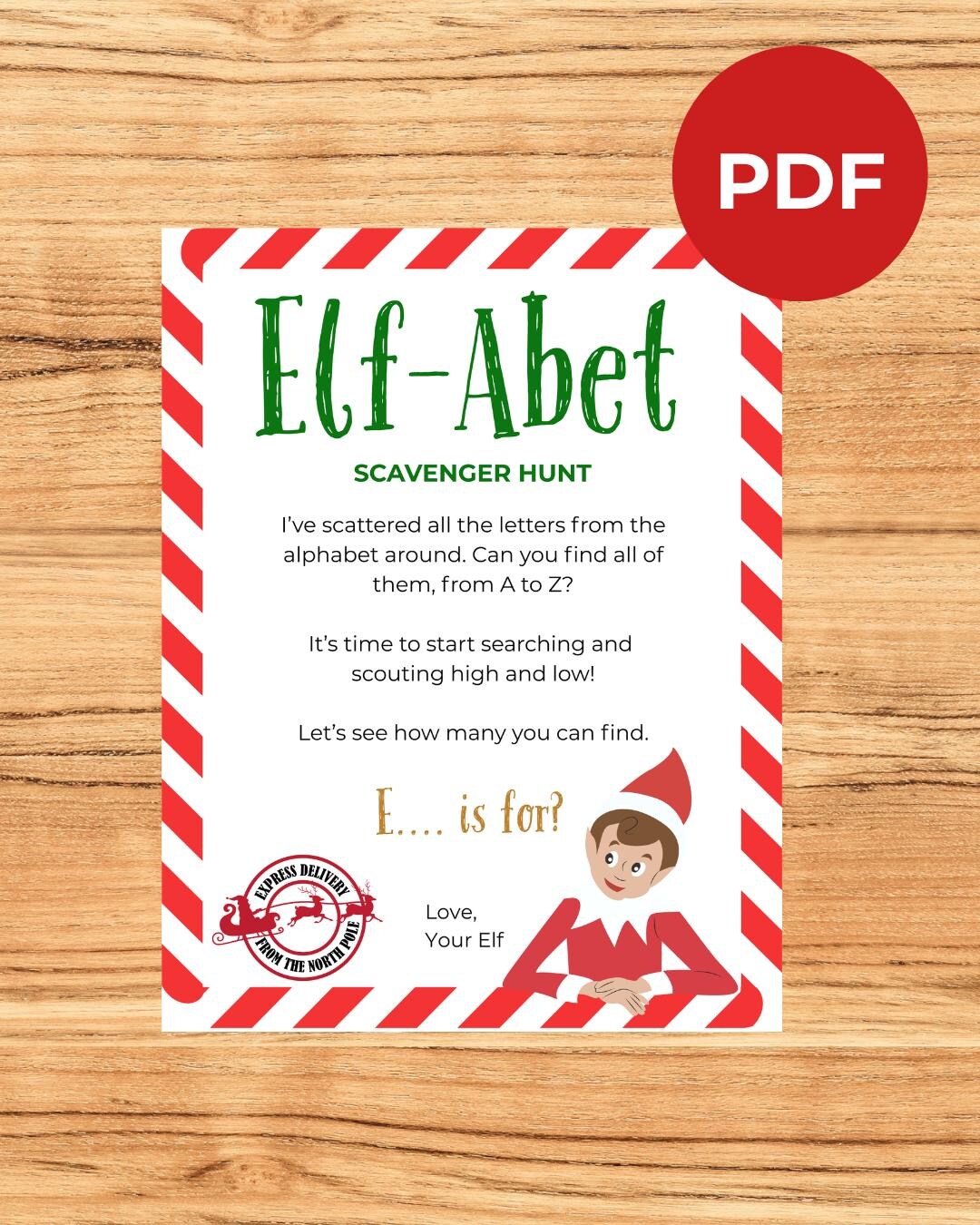 Elf-abet Scavenger Hunt, Printable Elf Props, Christmas Elf Activities ...