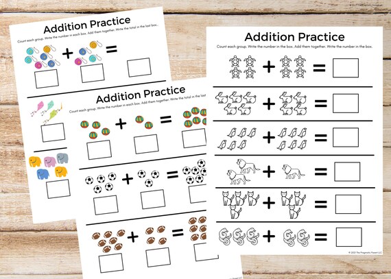 5 Addition Printables Counting Worksheets Learning to Count | Etsy