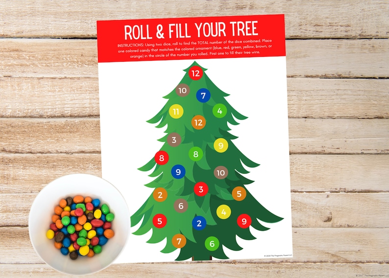 Christmas Kids Table Game: Roll A Tree, Kid's Christmas Activity, Kids ...