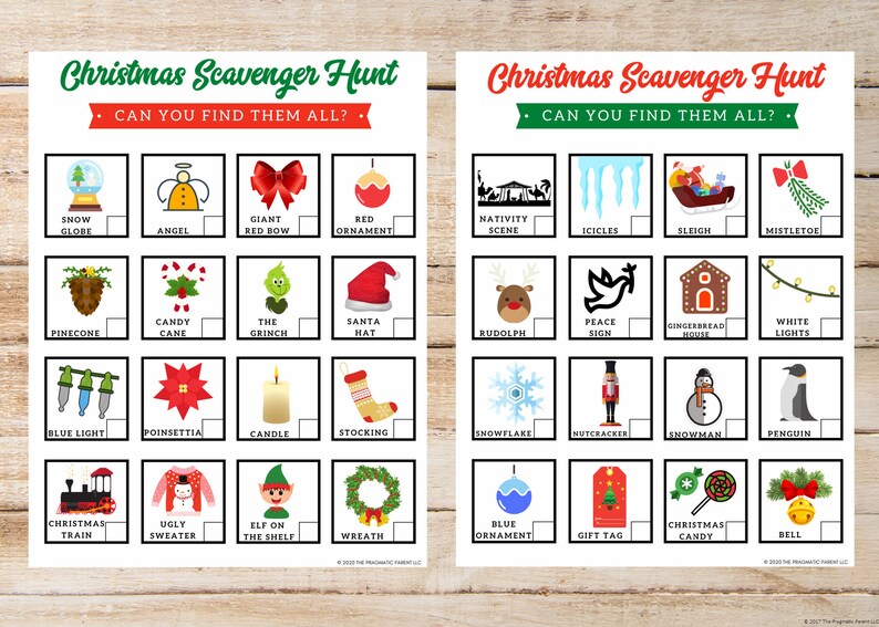 2 Christmas Scavenger Hunts, Indoor Activity for Kids, Scavenger Hunt ...