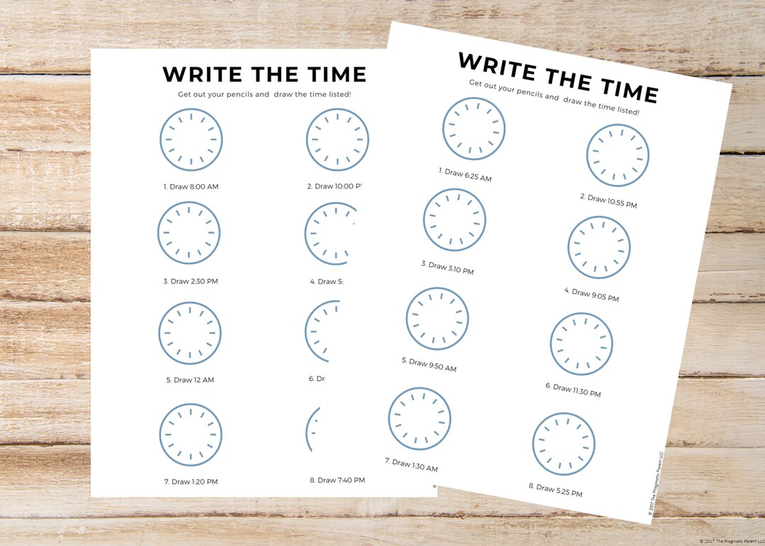 Write the Time, Learn to Tell Time Printable, Tell the Time Worksheet ...