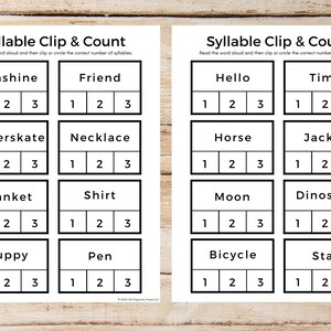 Syllable Counting Cards, Learning Syllables, Kindergarten Worksheet ...