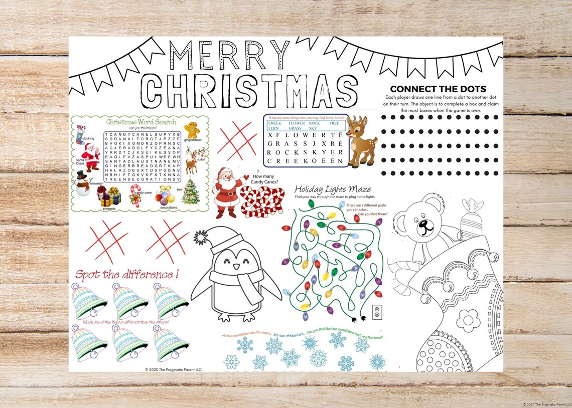 3 Kid's Christmas Activity Sheet, Christmas Printables, Kids Christmas ...