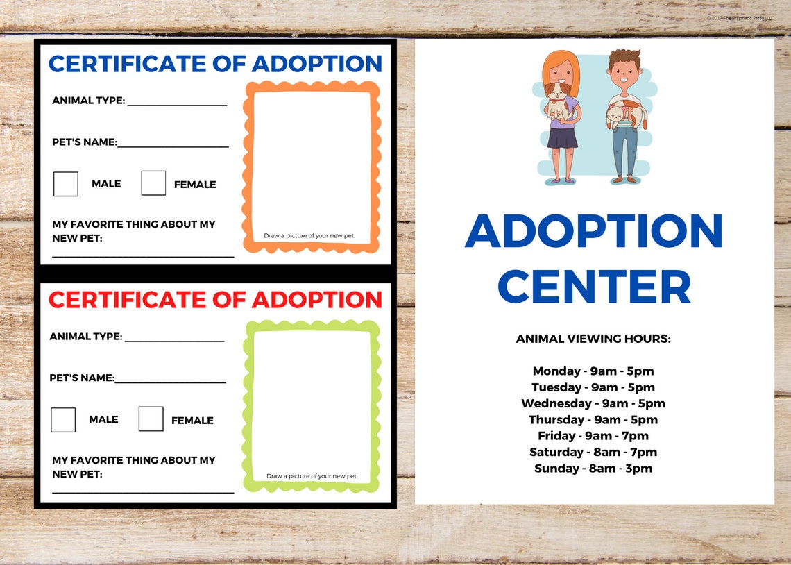 Pet Adoption Pretend Play Kit, Animal Adoption, Pretend Play, Kids ...