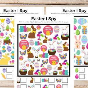 Easter I Spy Printable Activity Sheets, I Spy for Kids, I Spy Printable ...