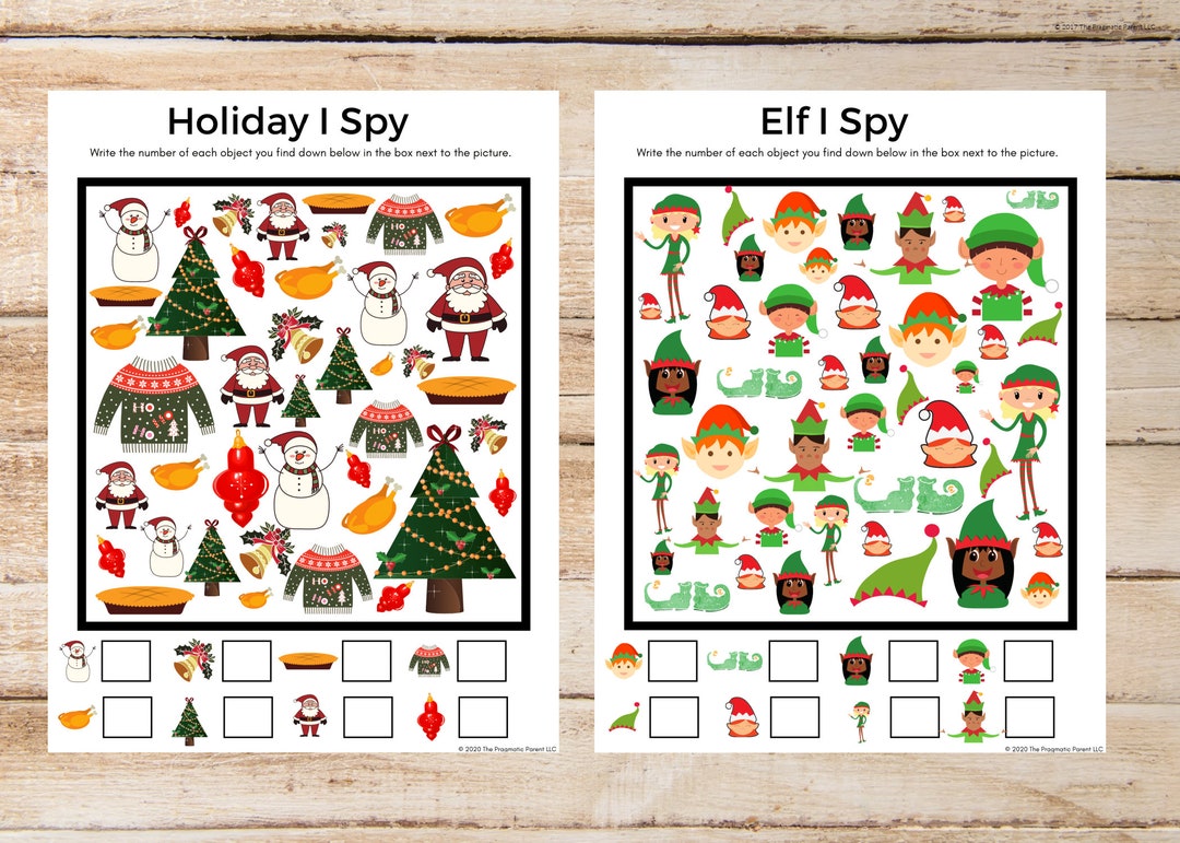 4 Holiday I Spy Printable Activity Sheets, I Spy Kids, I Spy Printable ...
