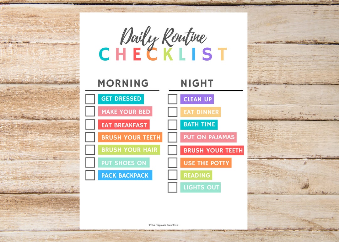 Morning and Night Kids Routine Chart, Morning Routine for Kids, Night ...