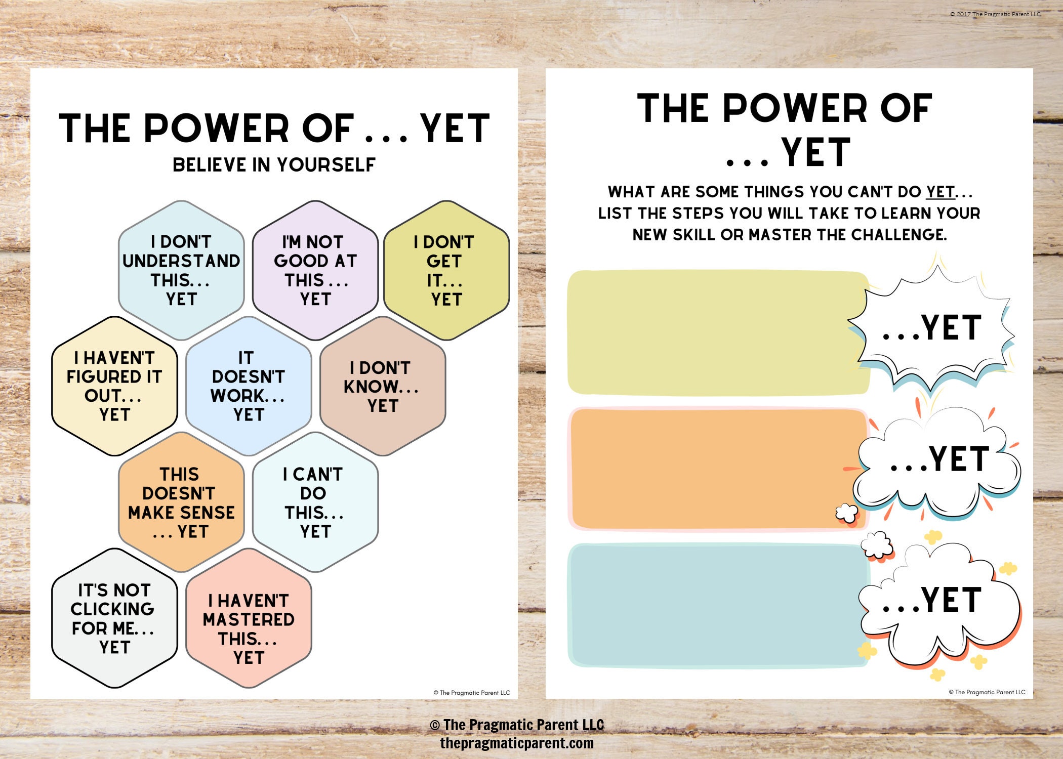 The Power of yet Growth Mindset Poster and Growth Mindset Worksheet - Etsy