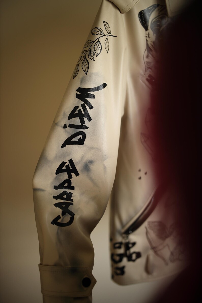 Custom Hand Painted Leather Jacket, Women's Leather Jacket Unique ...