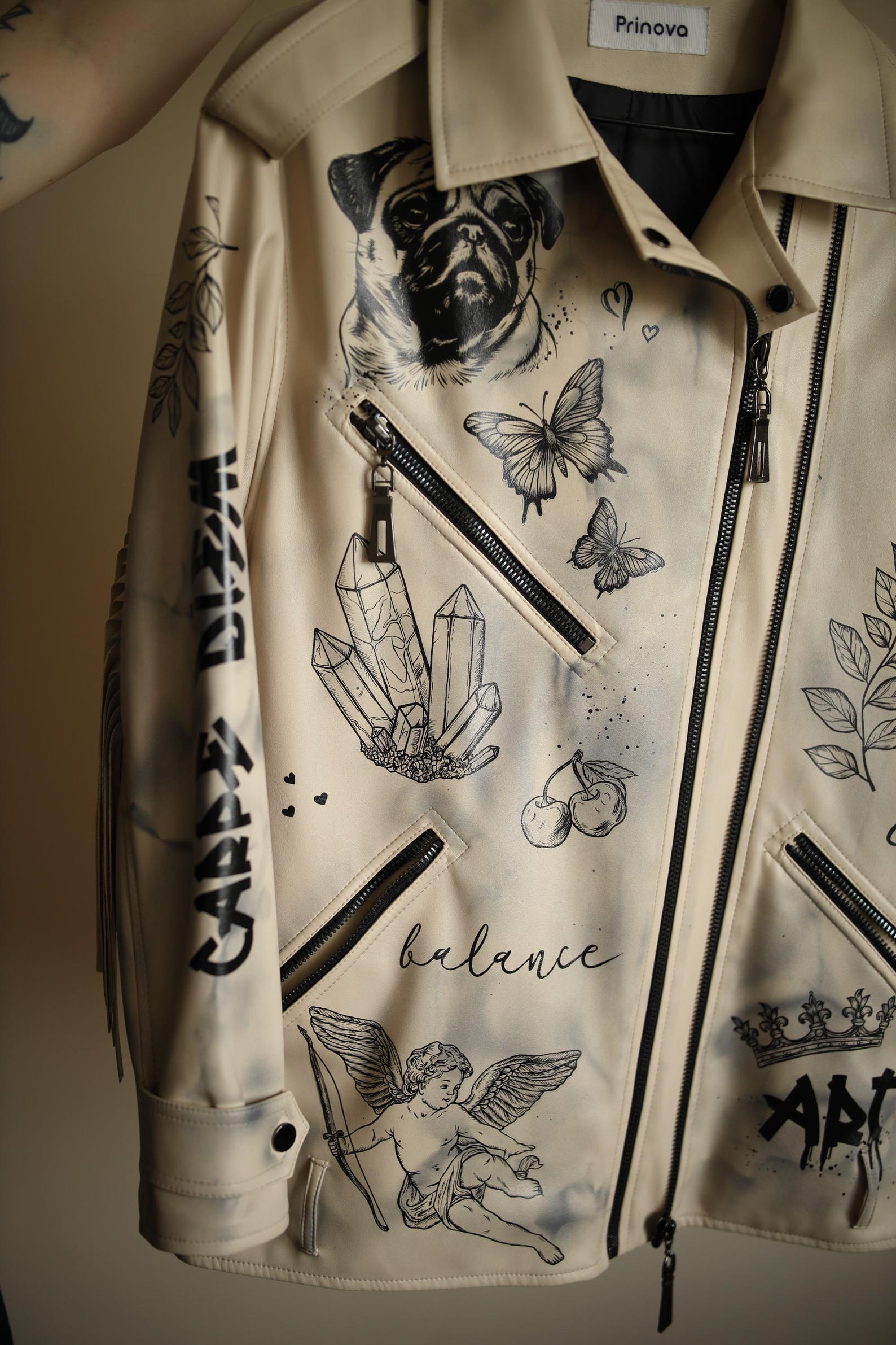 Custom Hand Painted Leather Jacket, Women's Leather Jacket Unique ...