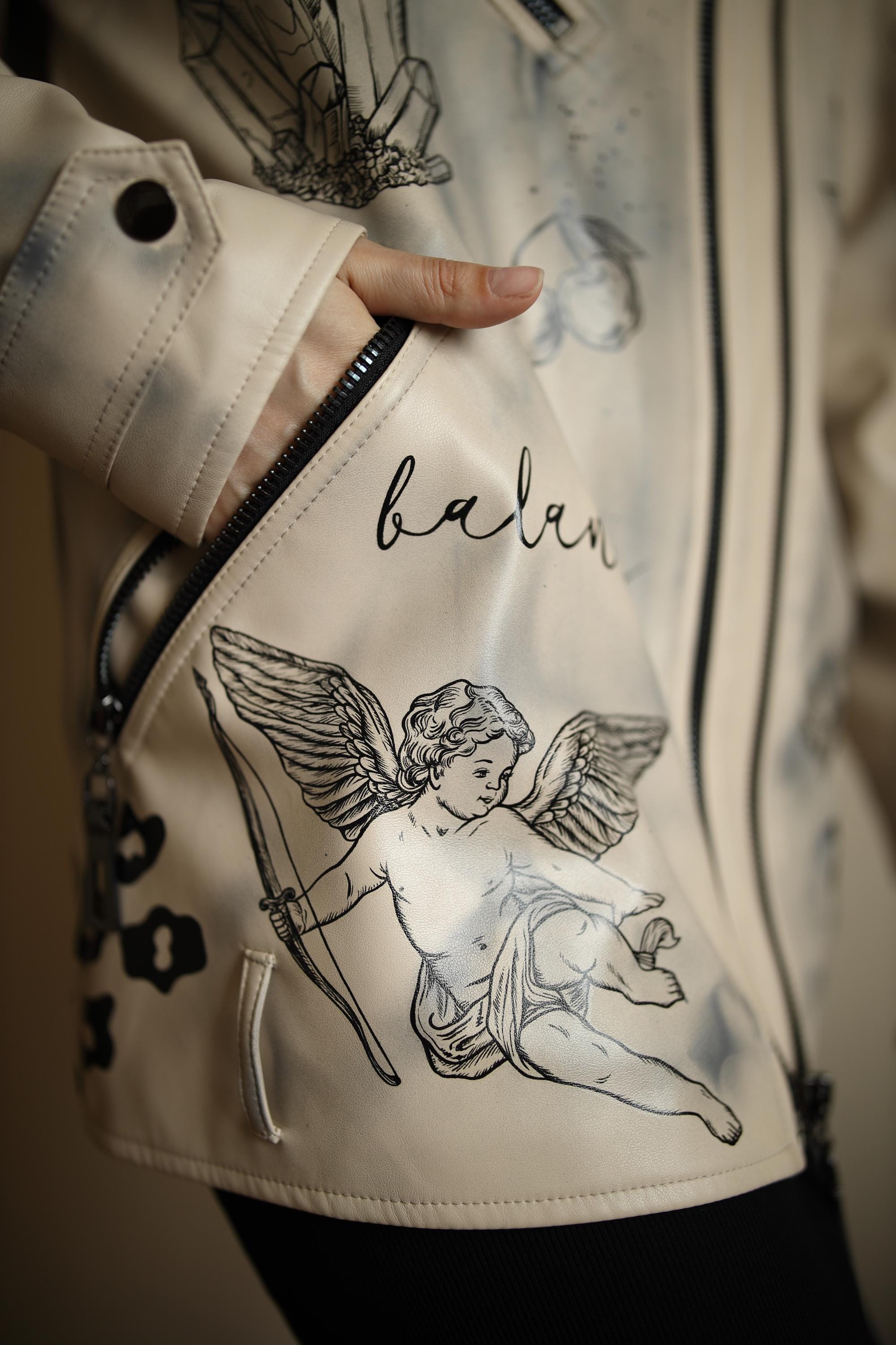 Custom Hand Painted Leather Jacket, Women's Leather Jacket Unique ...