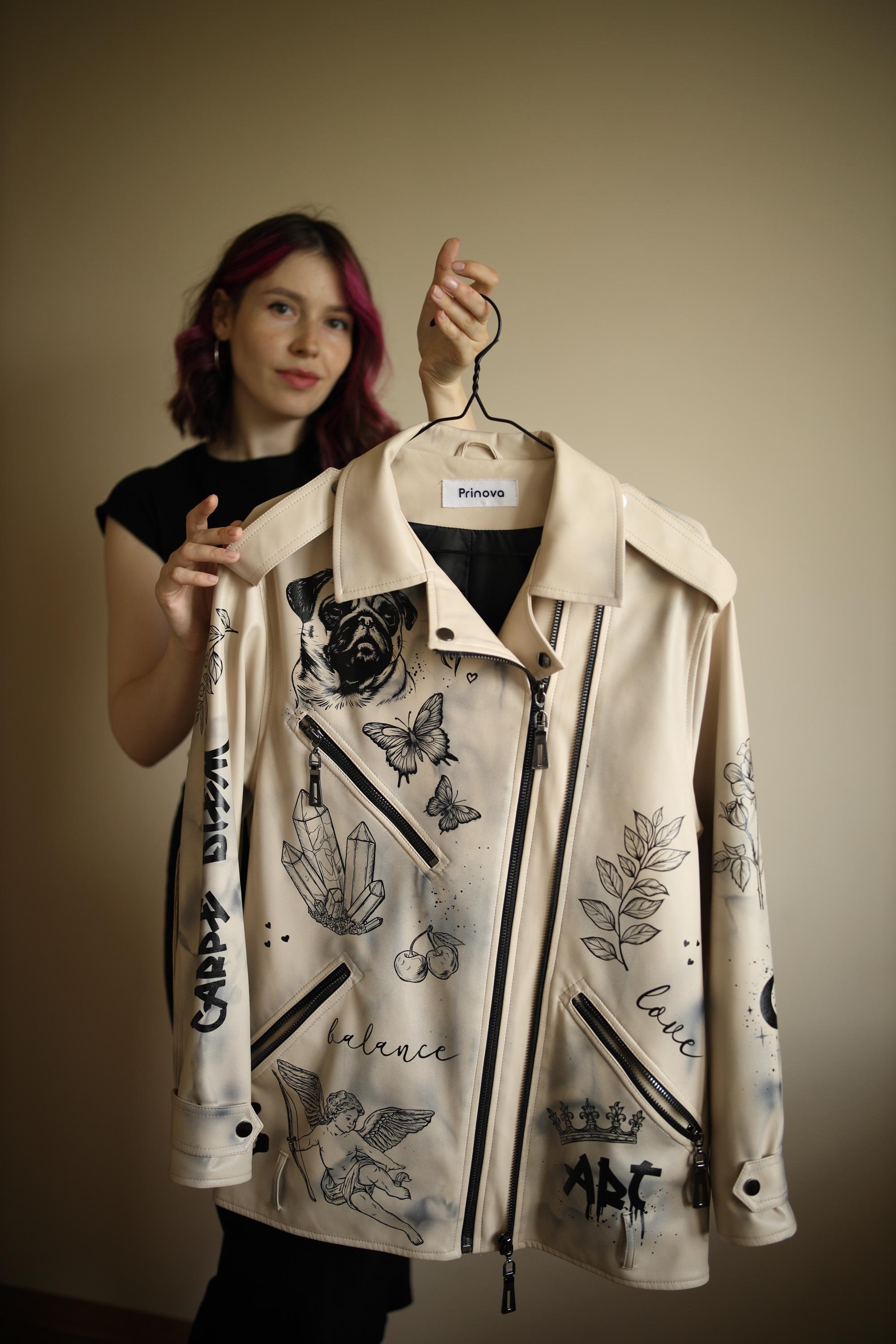 Custom Hand Painted Leather Jacket, Women's Leather Jacket Unique ...