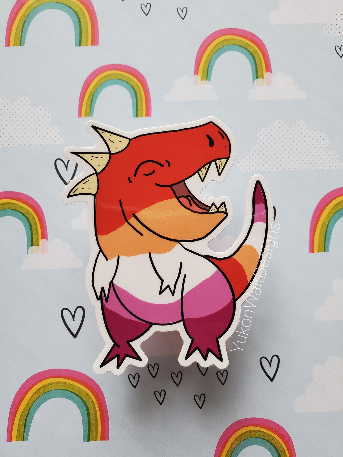 Lesbian Pride Dino Dinosaur Vinyl Sticker decal pride | Etsy