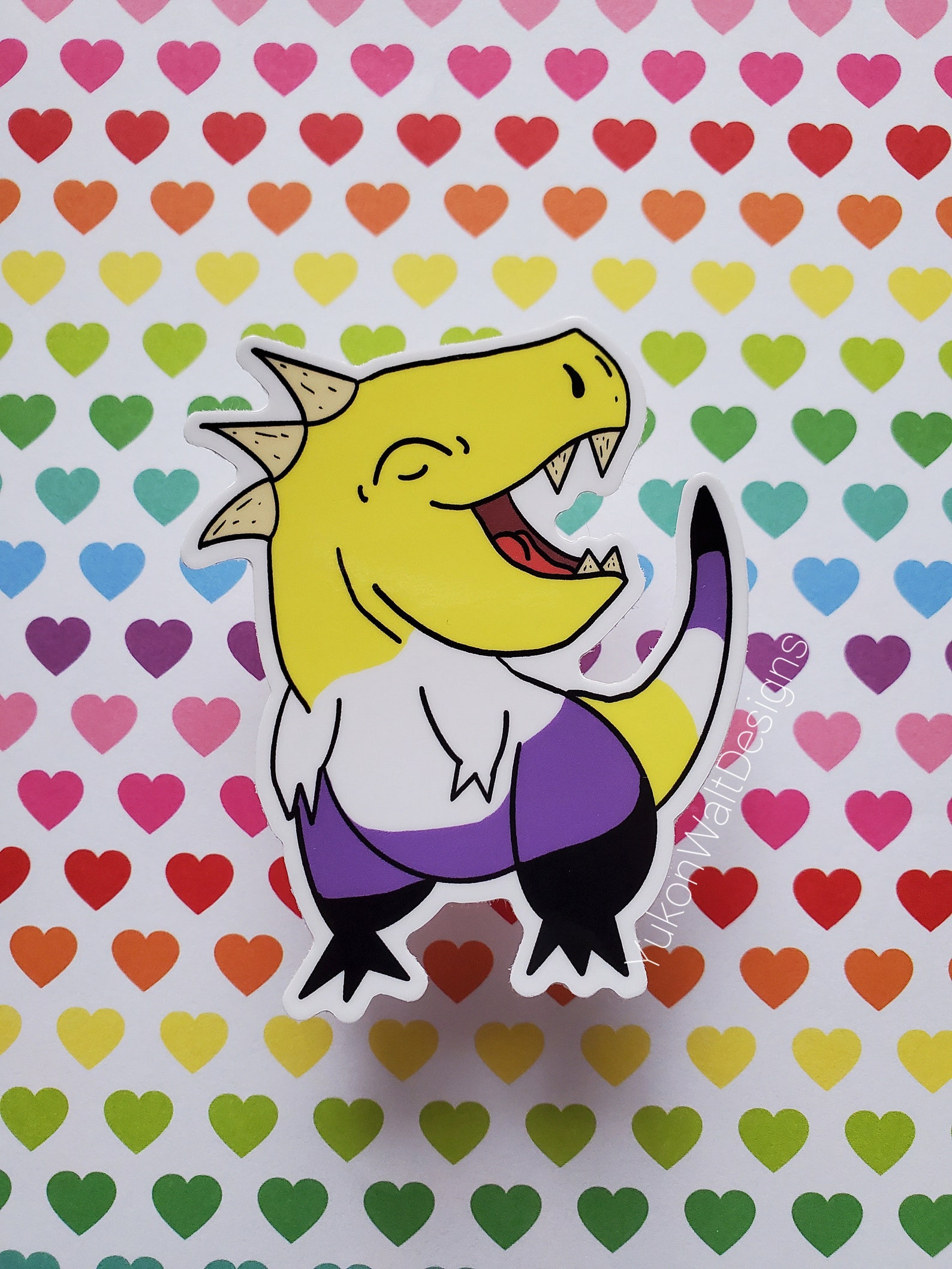 Nonbinary Pride Dino Dino Vinyl Sticker Decal Pride Sticker - Etsy