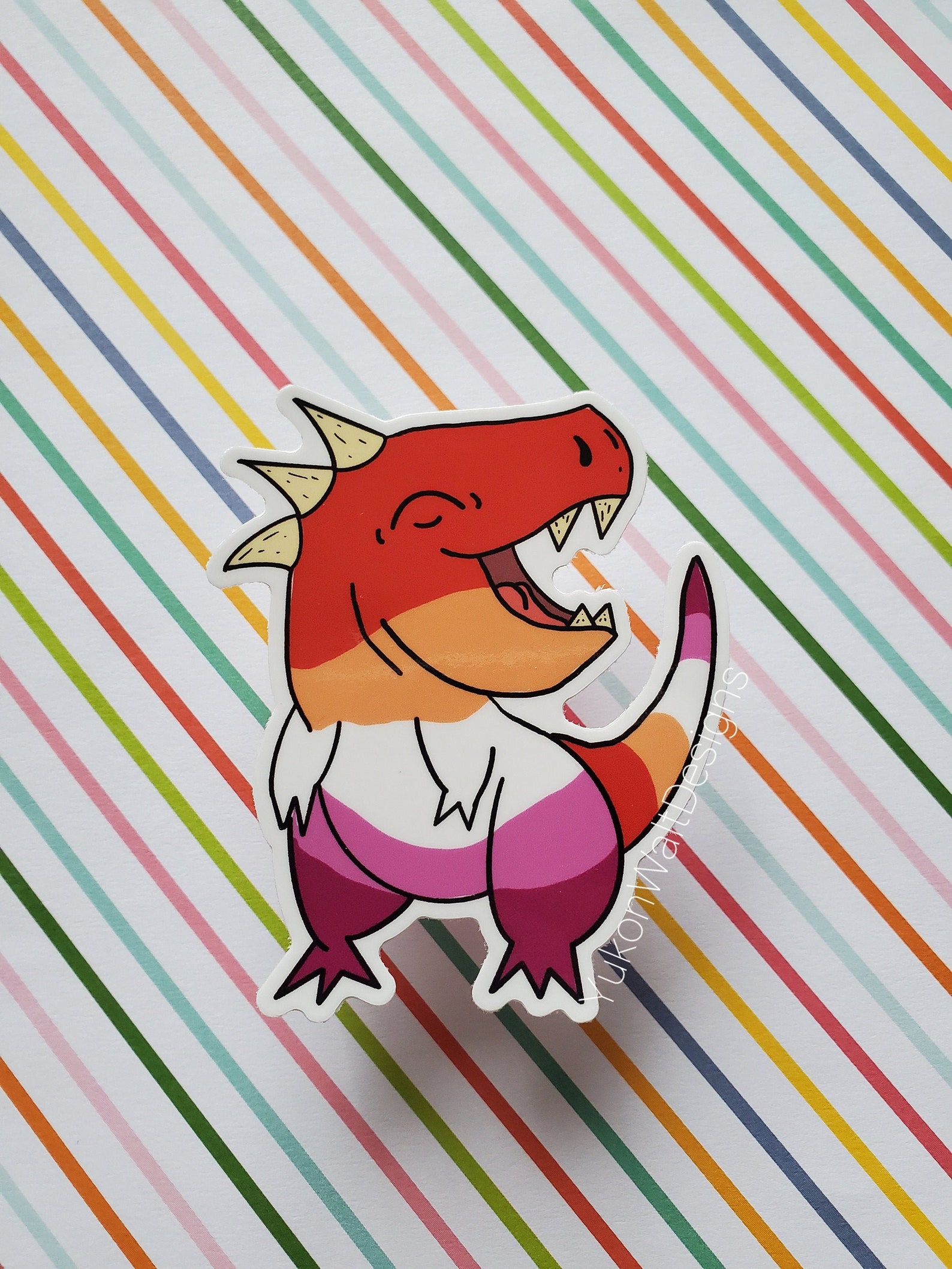 Lesbian Pride Dino Dinosaur Vinyl Sticker decal pride | Etsy