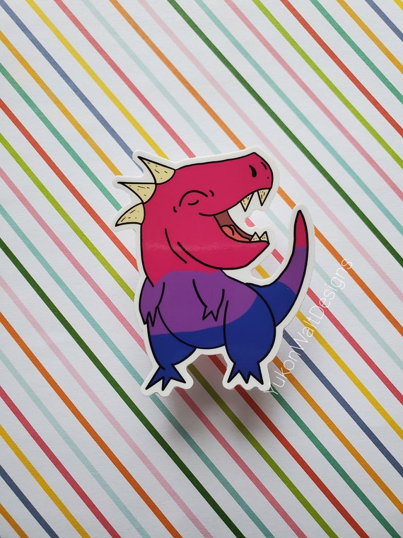 Bisexual Pride Dino Dinosaur Vinyl Sticker decal pride | Etsy
