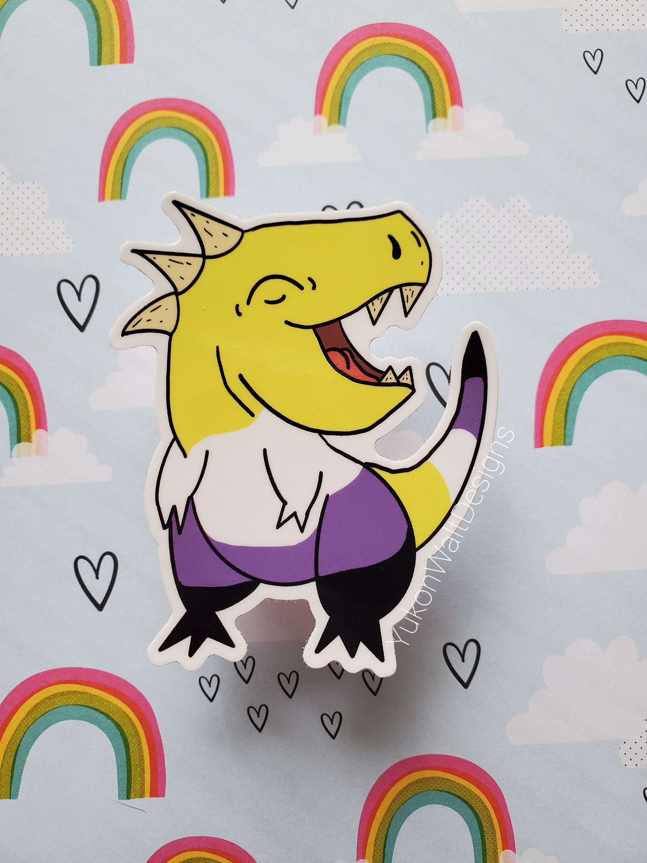 Nonbinary Pride Dino Dino Vinyl Sticker Decal Pride Sticker - Etsy