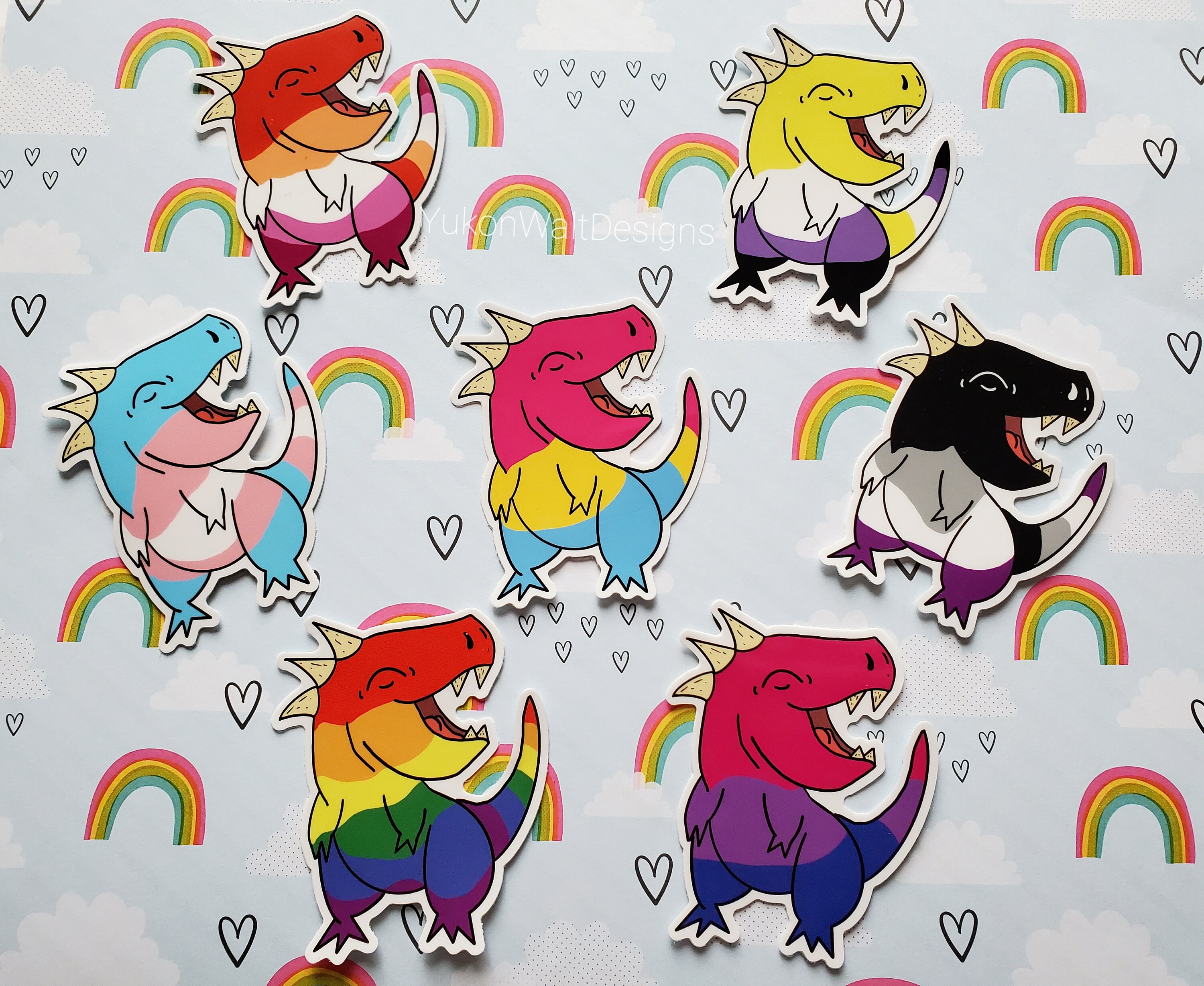Bisexual Pride Dino Dinosaur Vinyl Sticker decal pride | Etsy