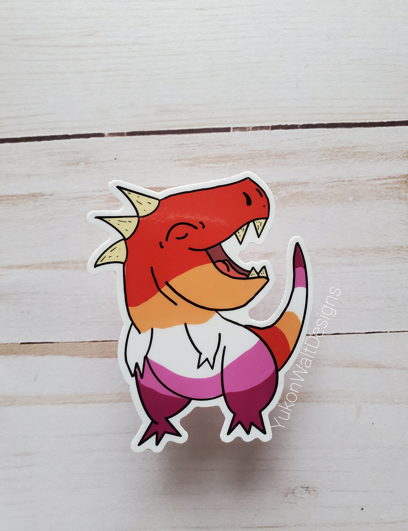 Lesbian Pride Dino Dinosaur Vinyl Sticker decal pride | Etsy