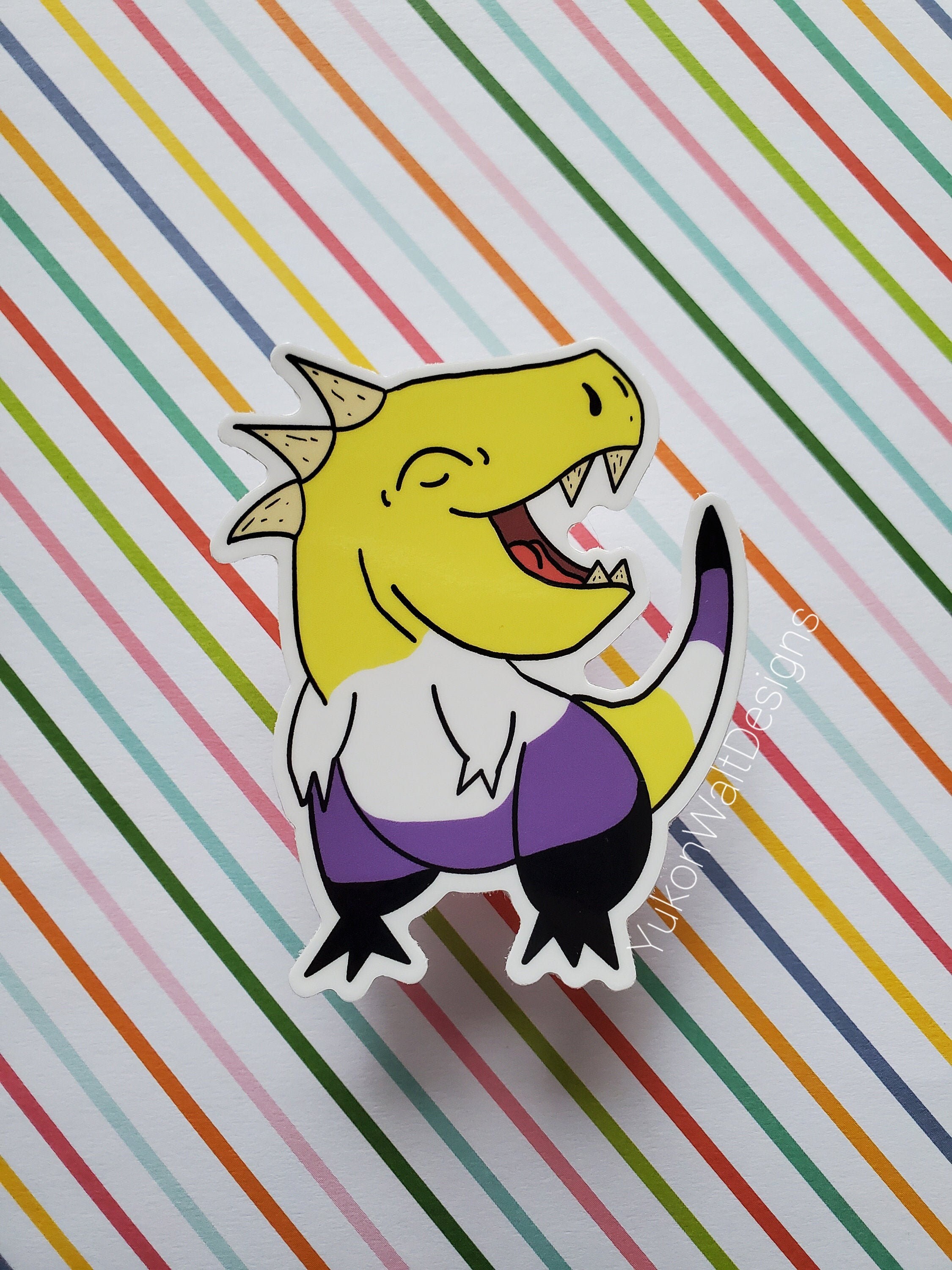Nonbinary Pride Dino Dino Vinyl Sticker Decal Pride Sticker - Etsy