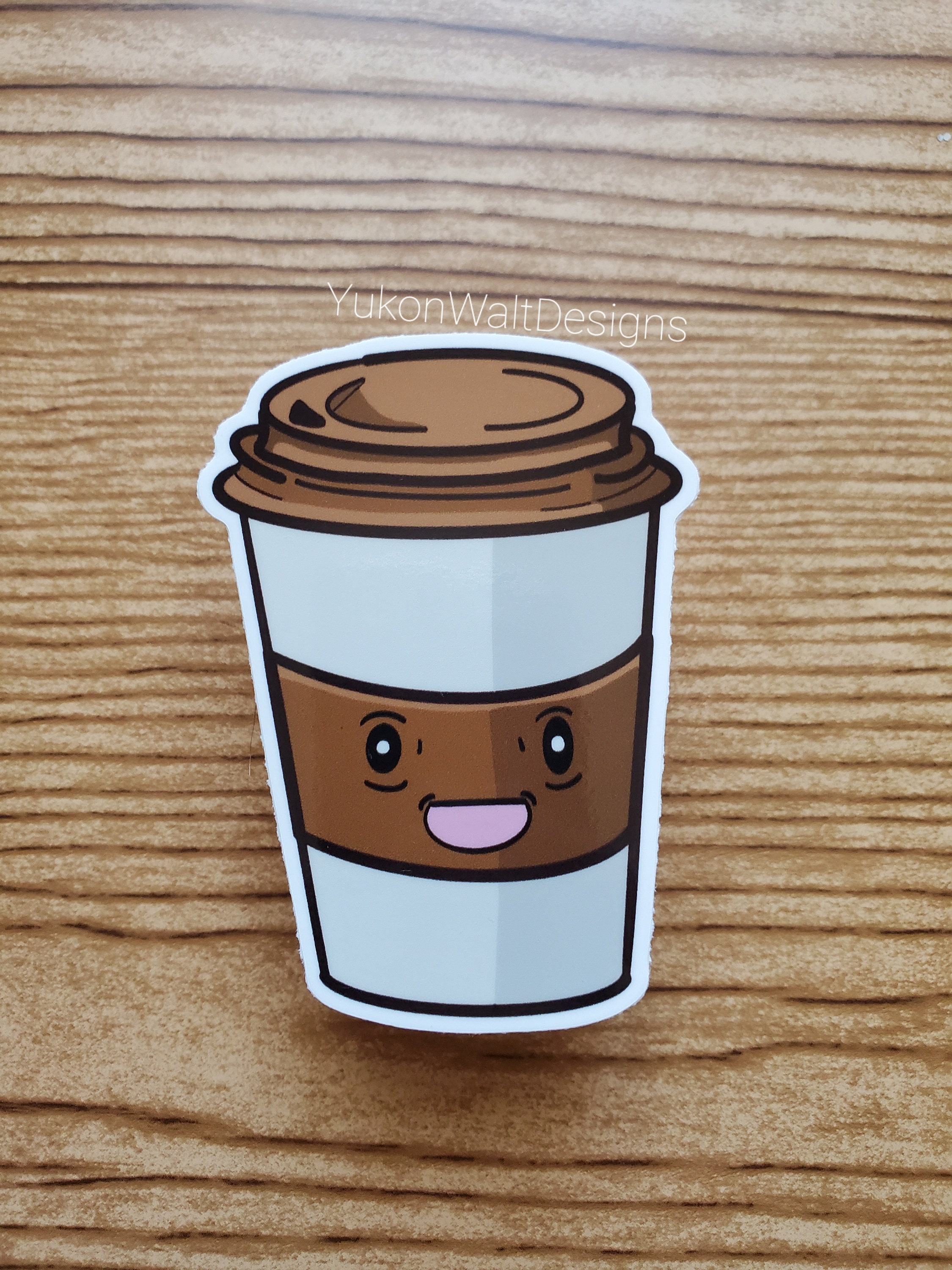 Coffee Mug Sticker Cute Sticker Happy Coffee Mug Adorable | Etsy