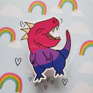 Bisexual Pride Dino Dinosaur Vinyl Sticker Decal Pride - Etsy