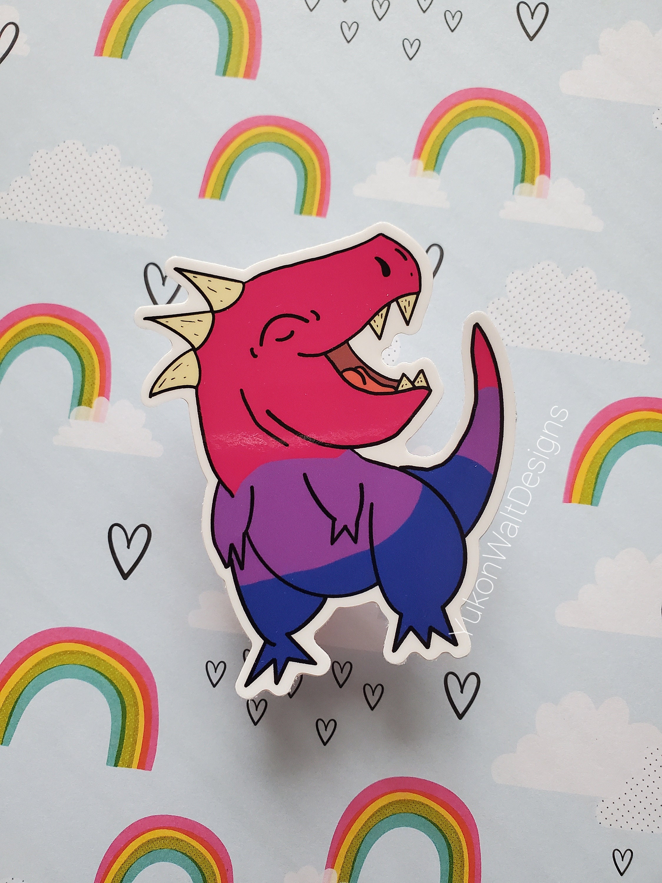 Bisexual Pride Dino Dinosaur Vinyl Sticker decal pride | Etsy
