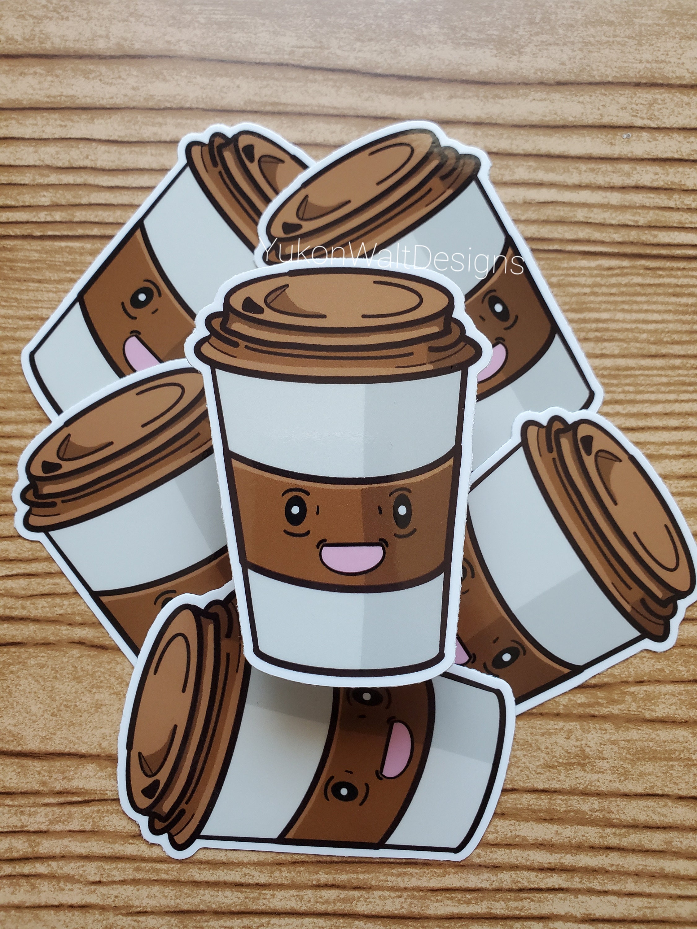 Coffee Mug Sticker Cute Sticker Happy Coffee Mug Adorable | Etsy