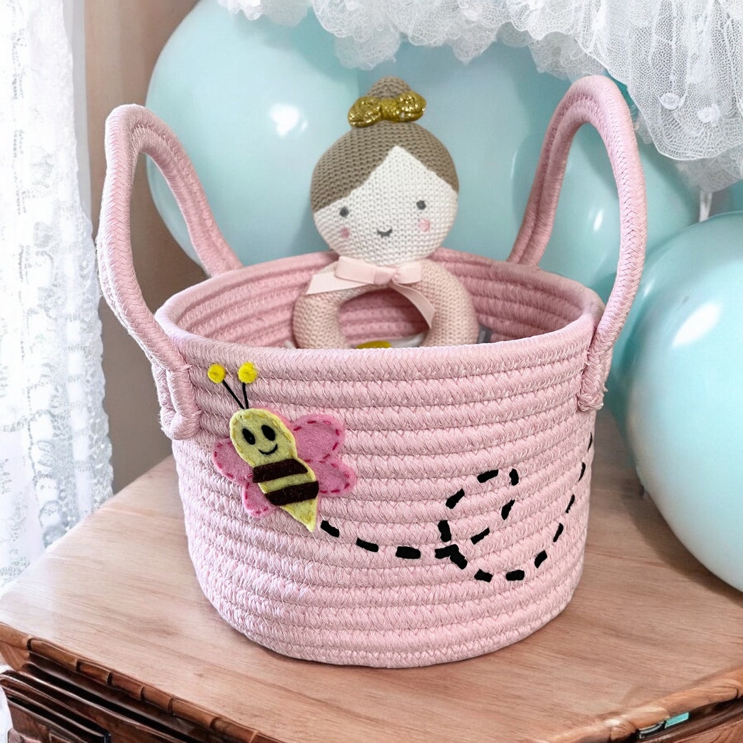 Bumblebee BABY Gift Basket Cute Mini Baby Gift Basket WHITE YELLOW Baby ...