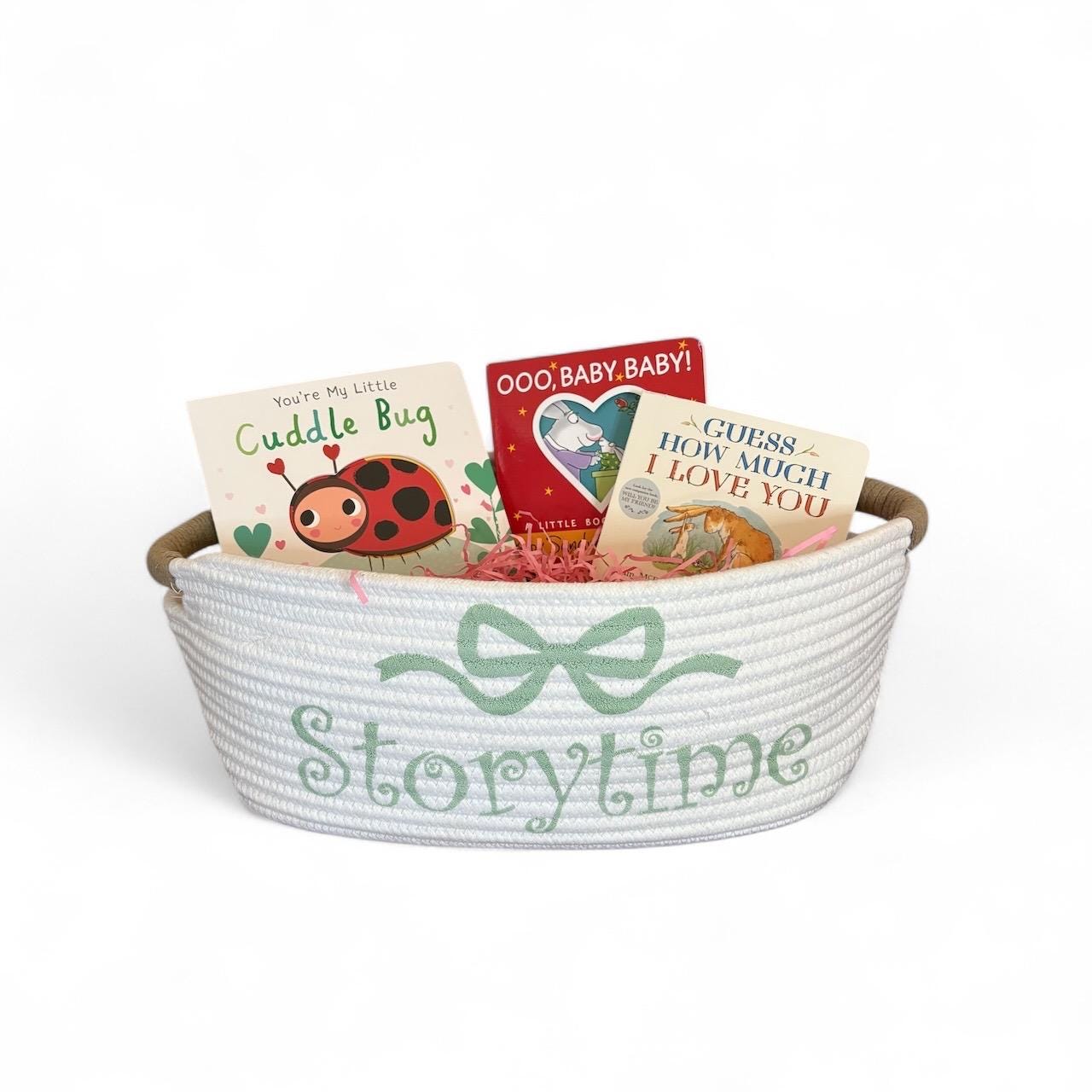 Storytime Book Basket for Baby Girl - Coquette Pink Bow Basket for ...