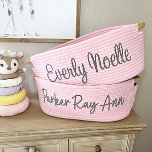 Pretty Pink Baby Gift Baskets Personalized Gift Basket Nursery Diaper ...
