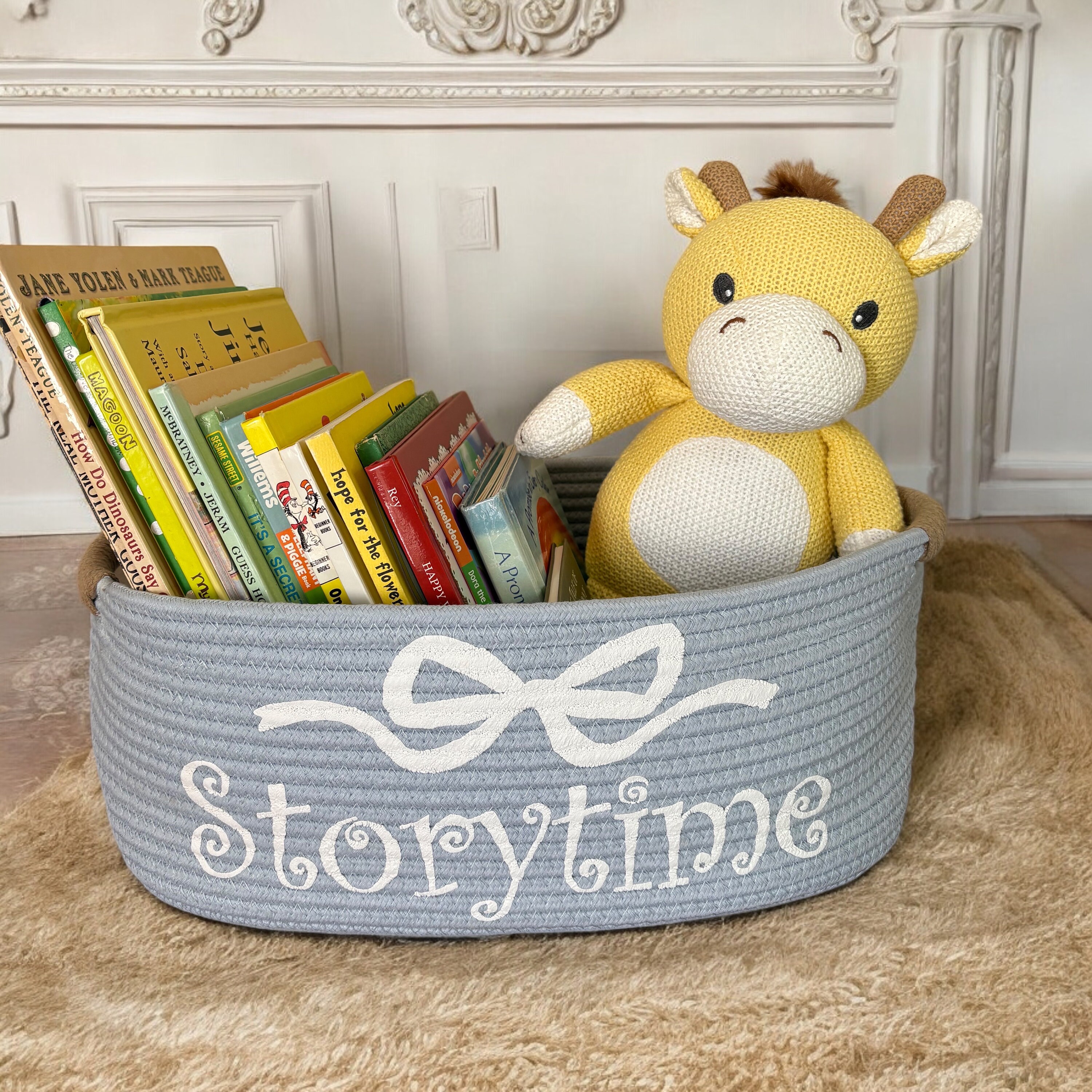 Storytime Book Basket for Baby Girl - Coquette Pink Bow Basket for ...
