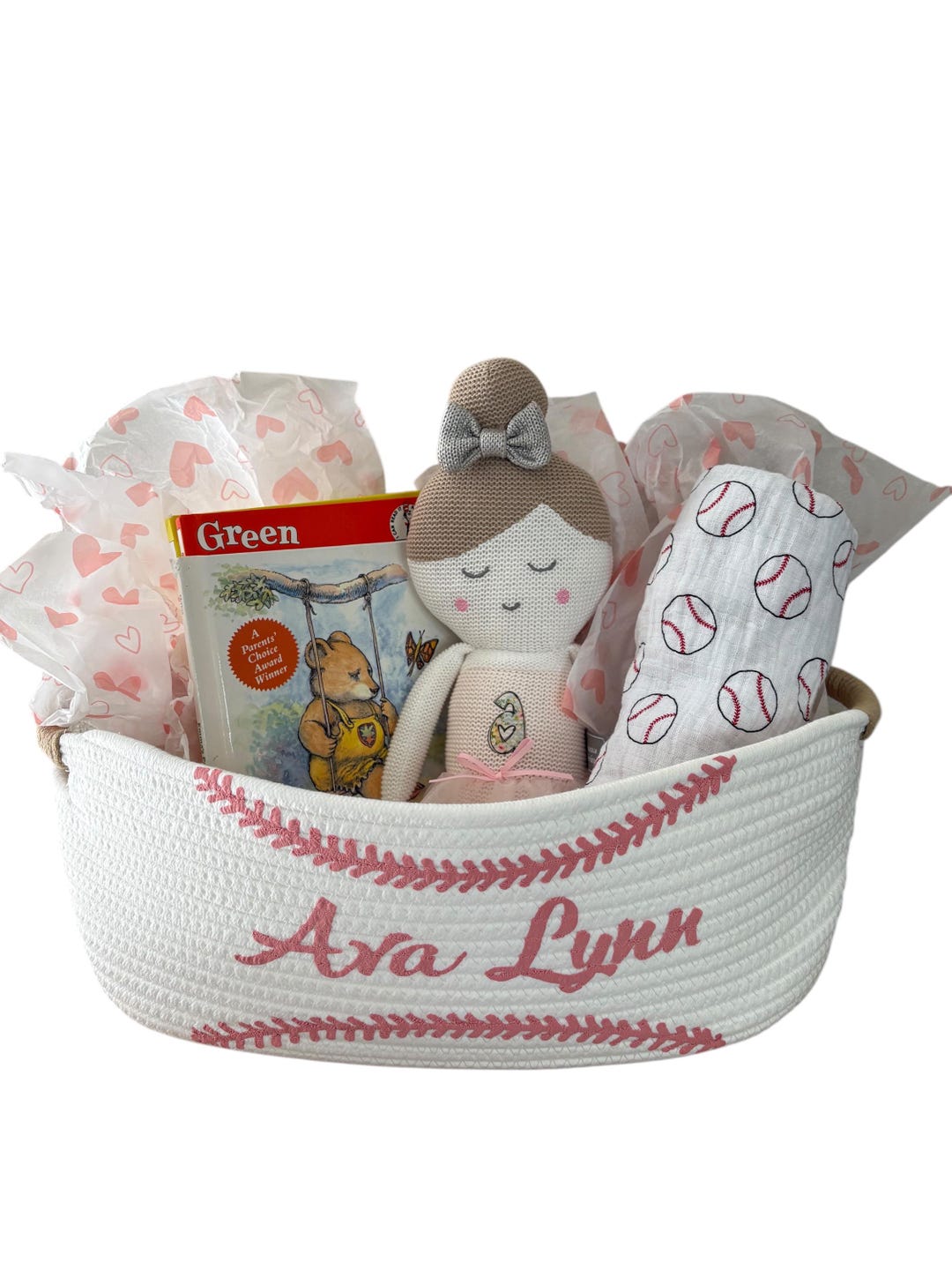Custom BASEBALL Gift Basket for Baby Boy or Baby Girl - Toy Gift Basket ...