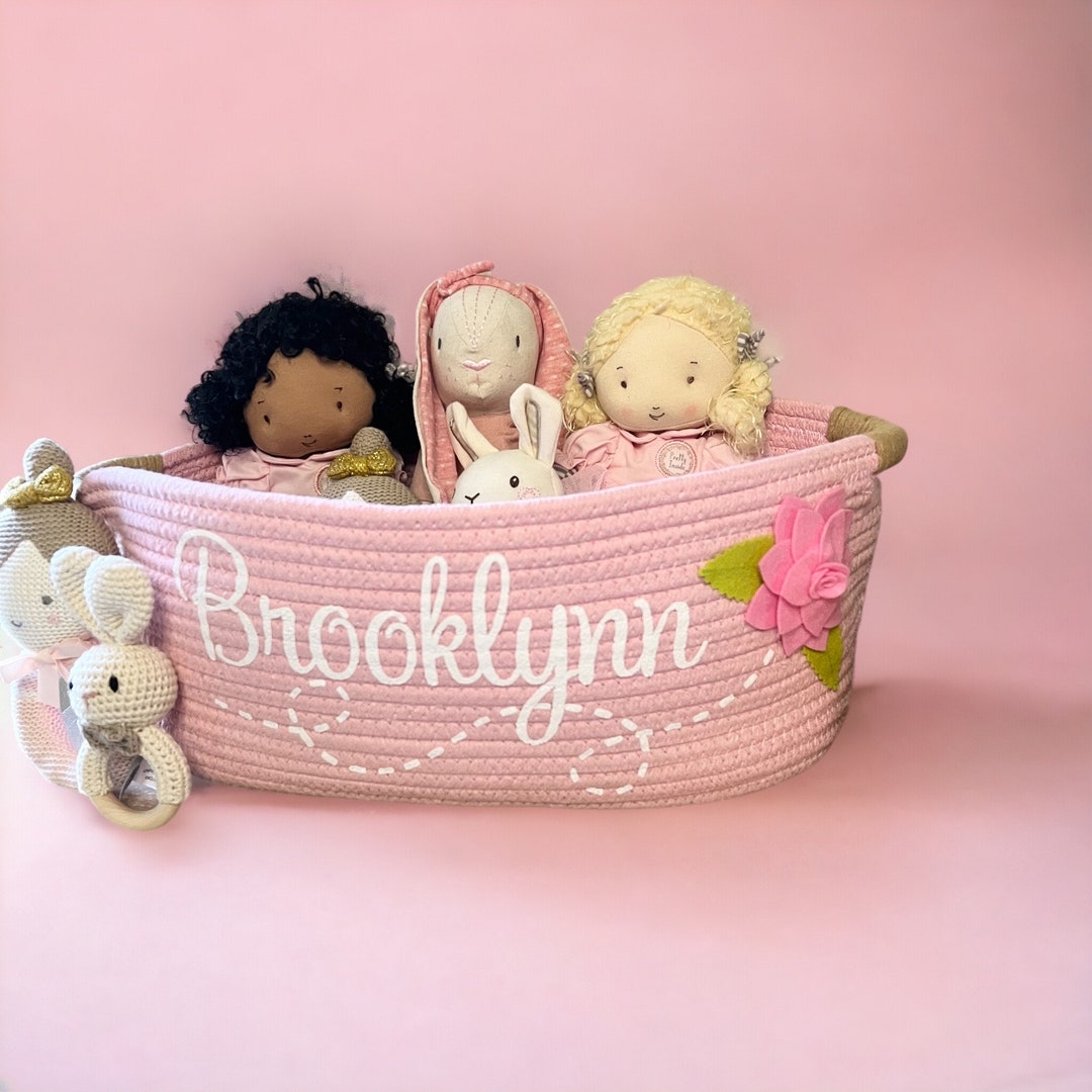 Pretty Pink Baby Gift Baskets, Personalized Gift Basket, Nursery Diaper Baskets, Baskets With ...