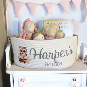 BOOK BASKET With Name for Baby Shower Baby Gift Basket Baby Girl Gift ...