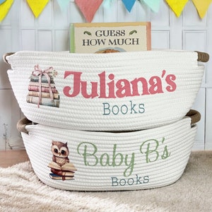 BOOK BASKET With Name for Baby Shower Baby Gift Basket Baby Girl Gift ...