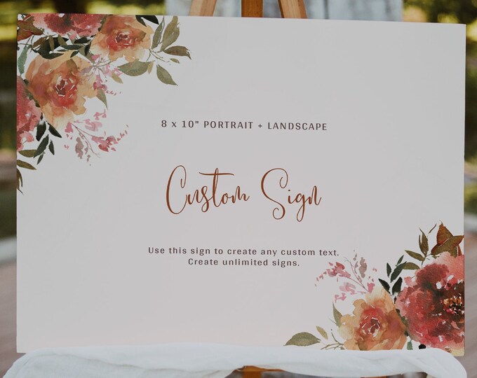 FAYE Fall Wedding Custom Sign, Burnt Sienna Wedding Template, Instant ...
