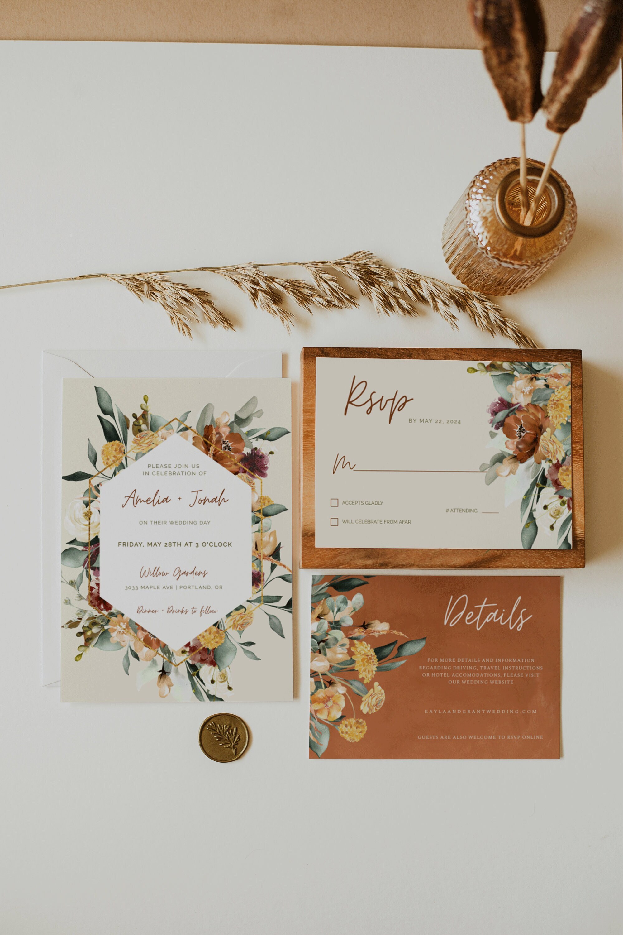 JUNE Rustic Fall Wedding Invitation Bundle Wedding - Etsy