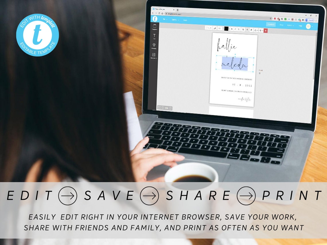 NORAH Minimalist Custom Wedding Sign, Modern Wedding Template, Instant ...