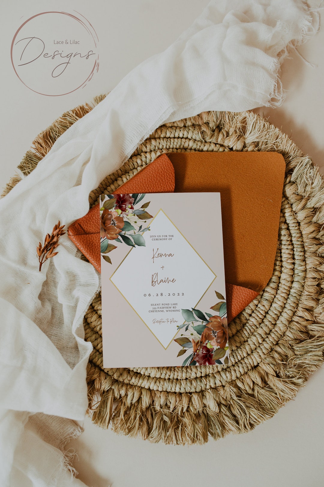 CLOVE - Rust Fall Wedding Invitation Suite, Wedding Program Template ...