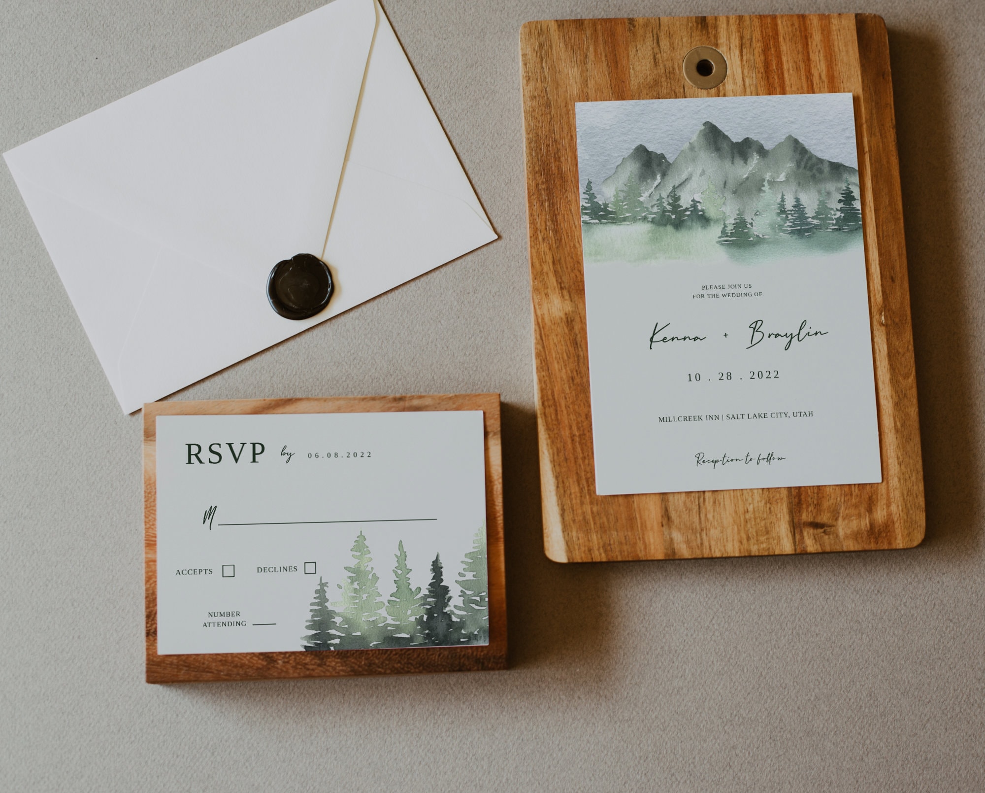 RAINE Rustic Forest Wedding Invitation Bundle Invitation | Etsy