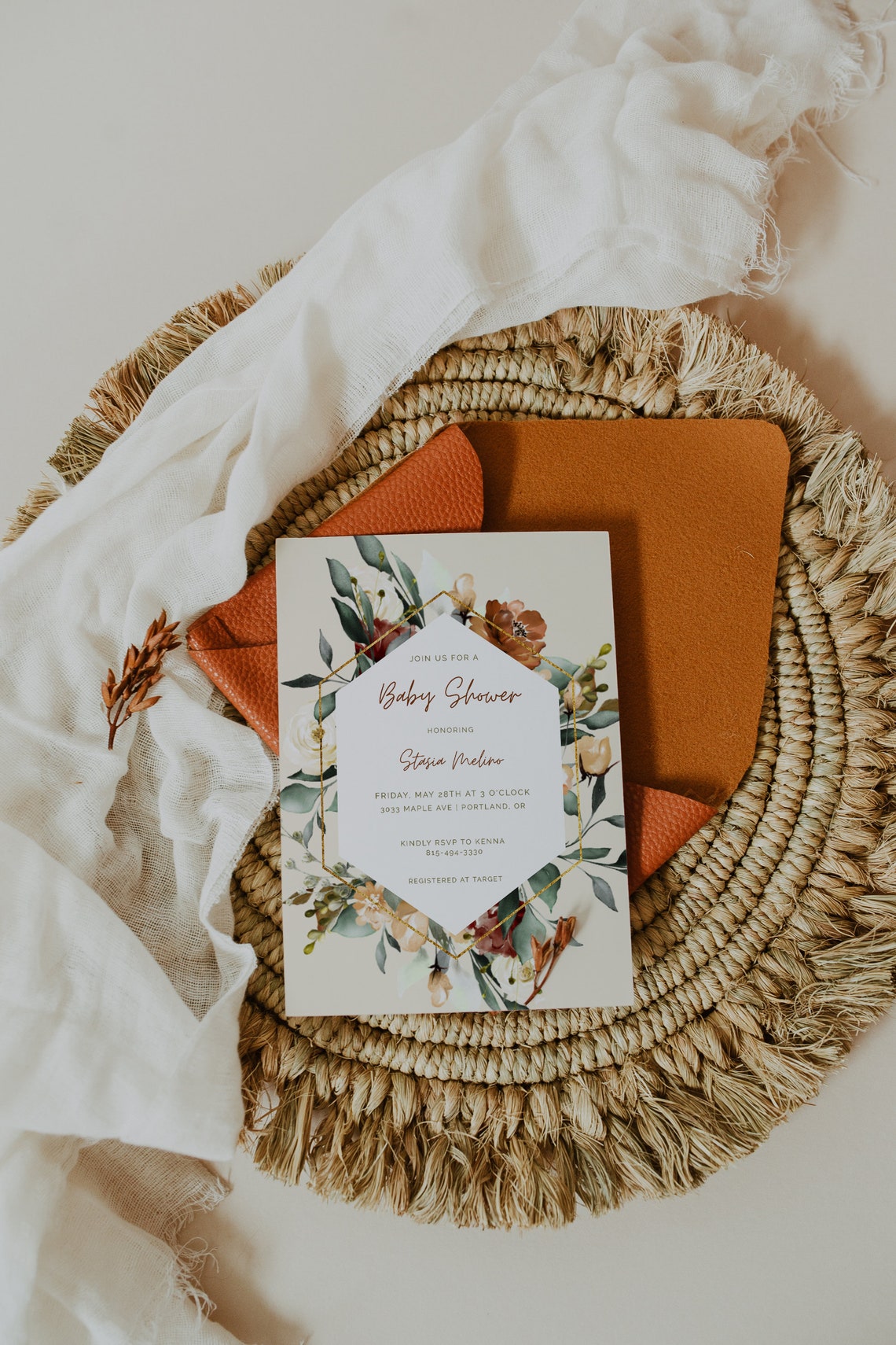 JUNIPER - Boho Baby Shower Invitation, Baby Shower Invite, Instant ...