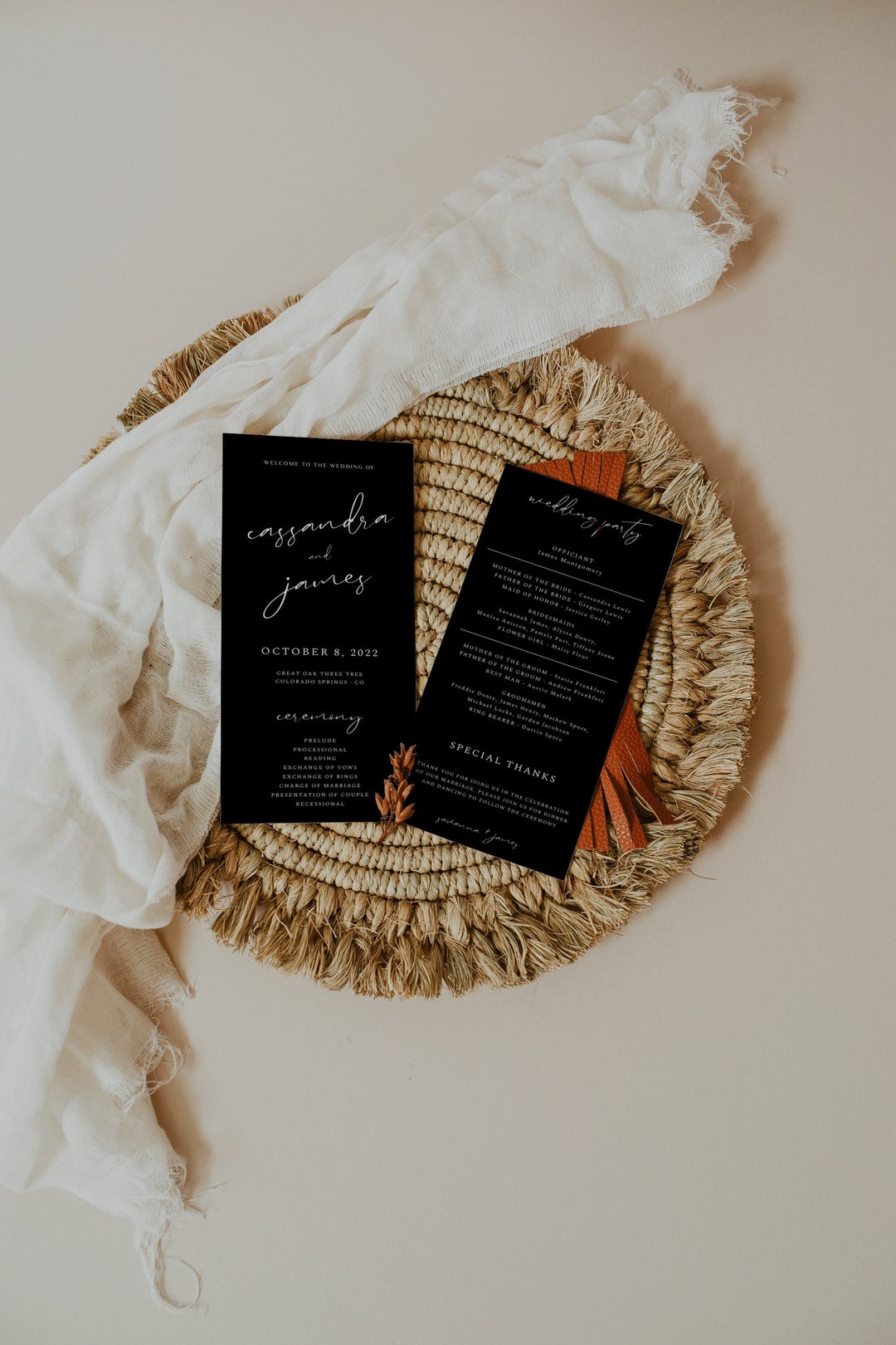 REMY - Minimalist Black and White Wedding Program, Modern Wedding ...