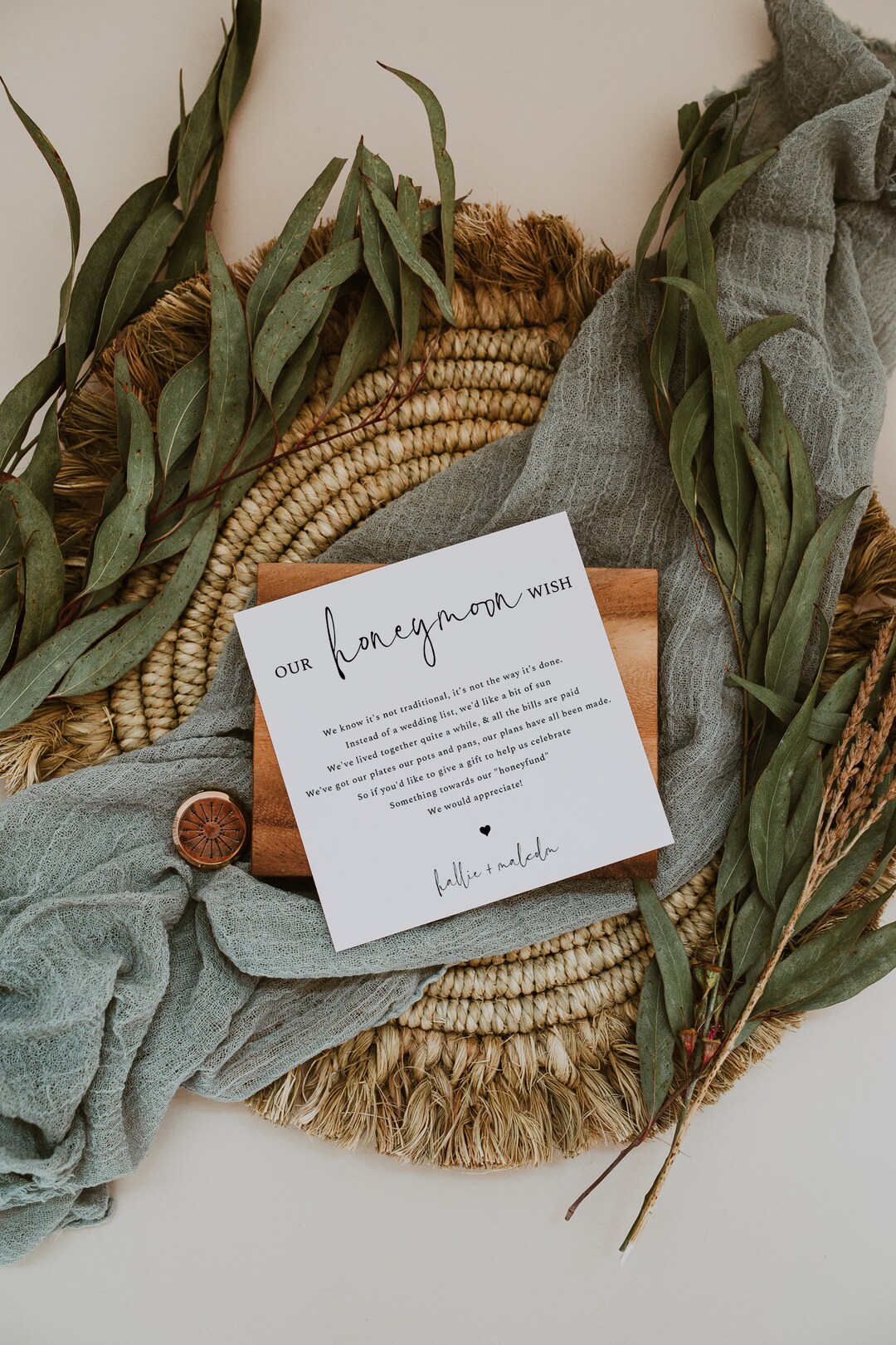 NORAH - Honeymoon Wish Card, Honeymoon Ideas, Modern Wedding Template ...