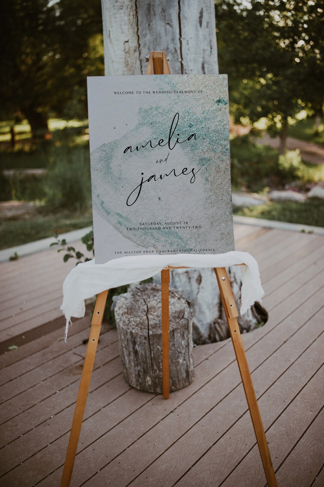 HARPER - Teal + Gold Wedding Welcome Sign, Beach Wedding Welcome Sign ...