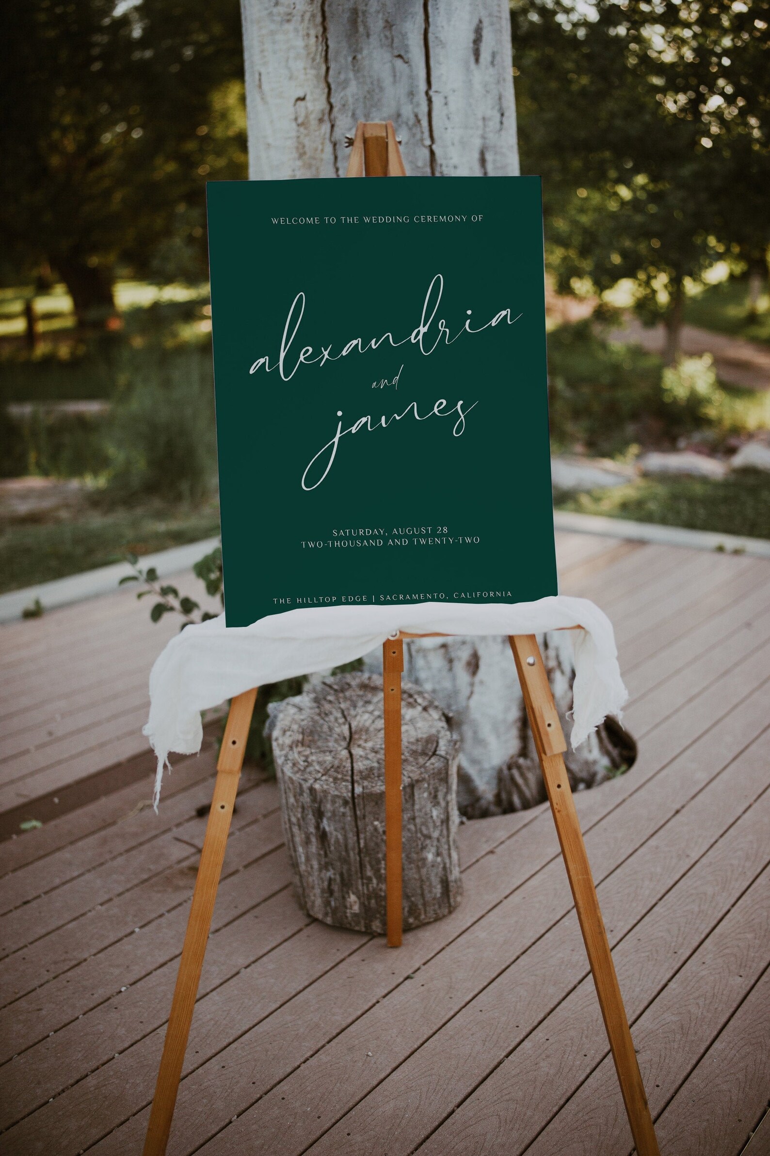 TINLEY - Deep Forest Green Welcome Sign, Minimalist Welcome Sign, Teal ...