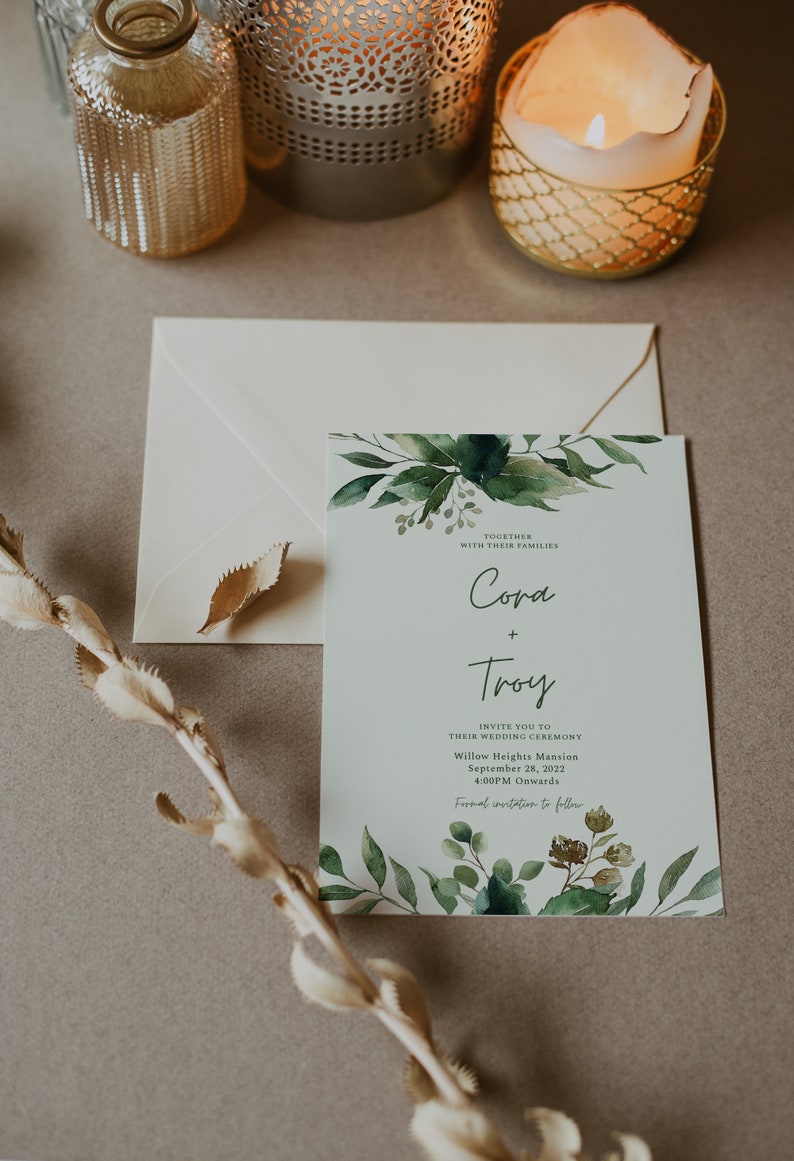 ZENNA Rustic Greenery Wedding Invitation Bundle Greenery - Etsy