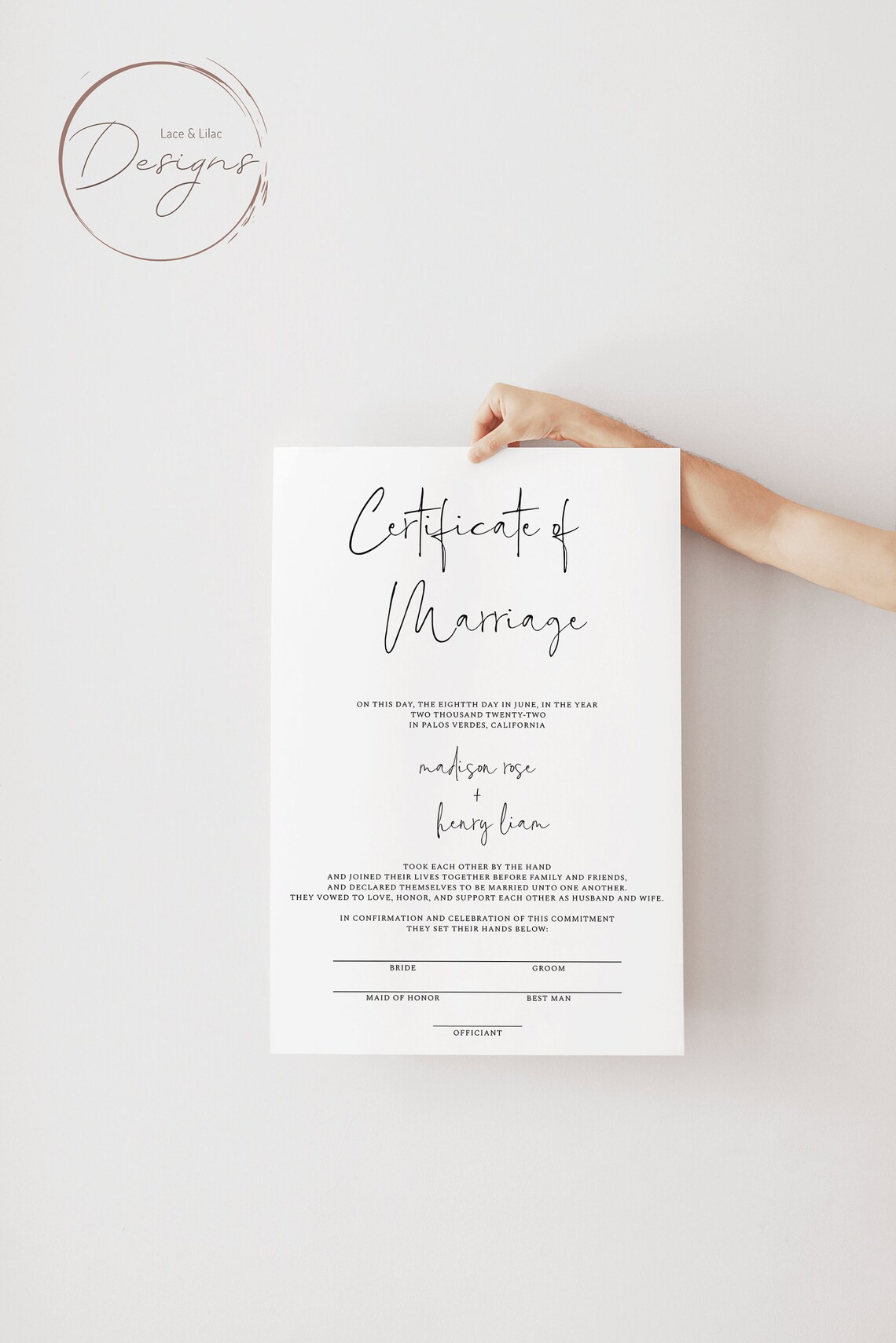 NORAH Minimalist Marriage Certificate Modern Wedding - Etsy